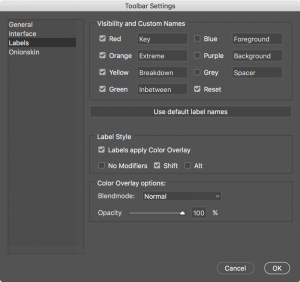 Flyout Menu › Toolbar Settings › Labels – Animator’s Toolbar Pro